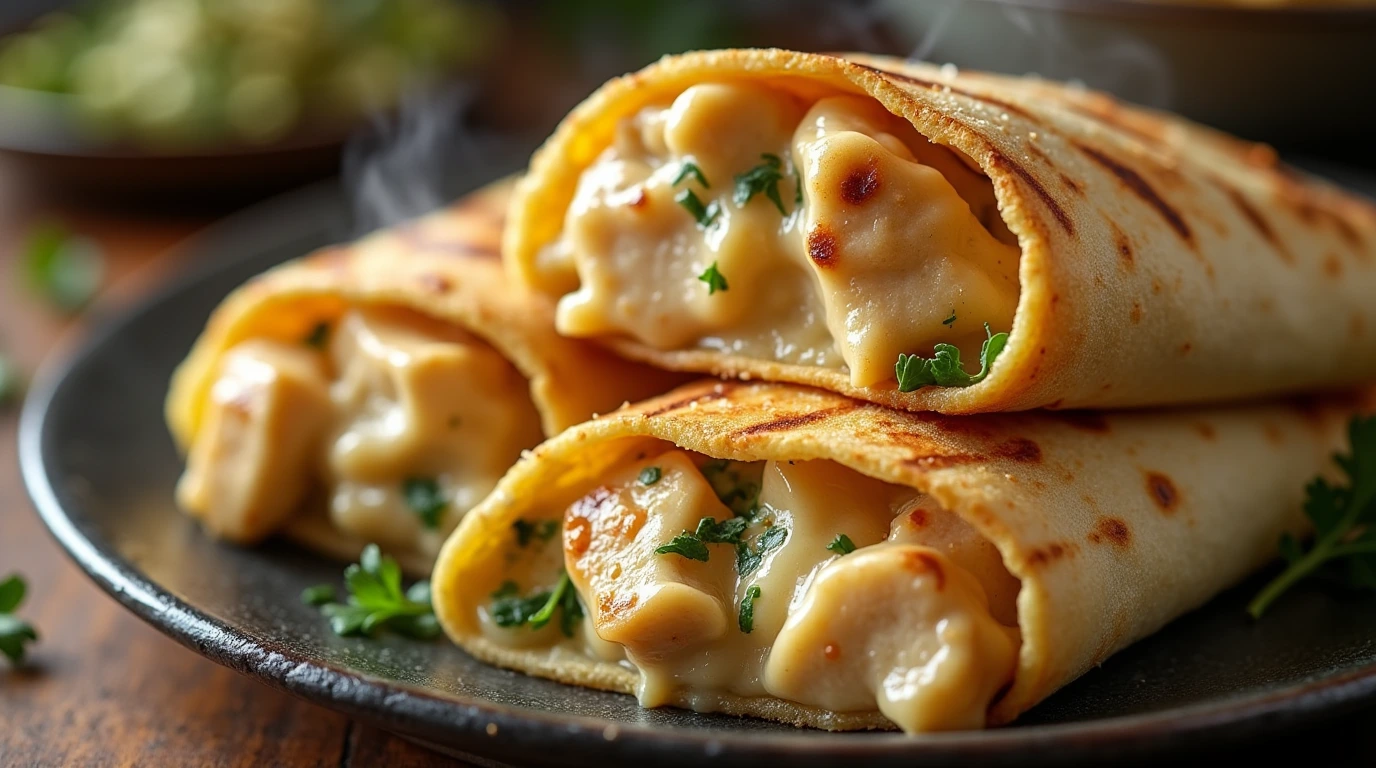 Cheesy Garlic Chicken Wraps